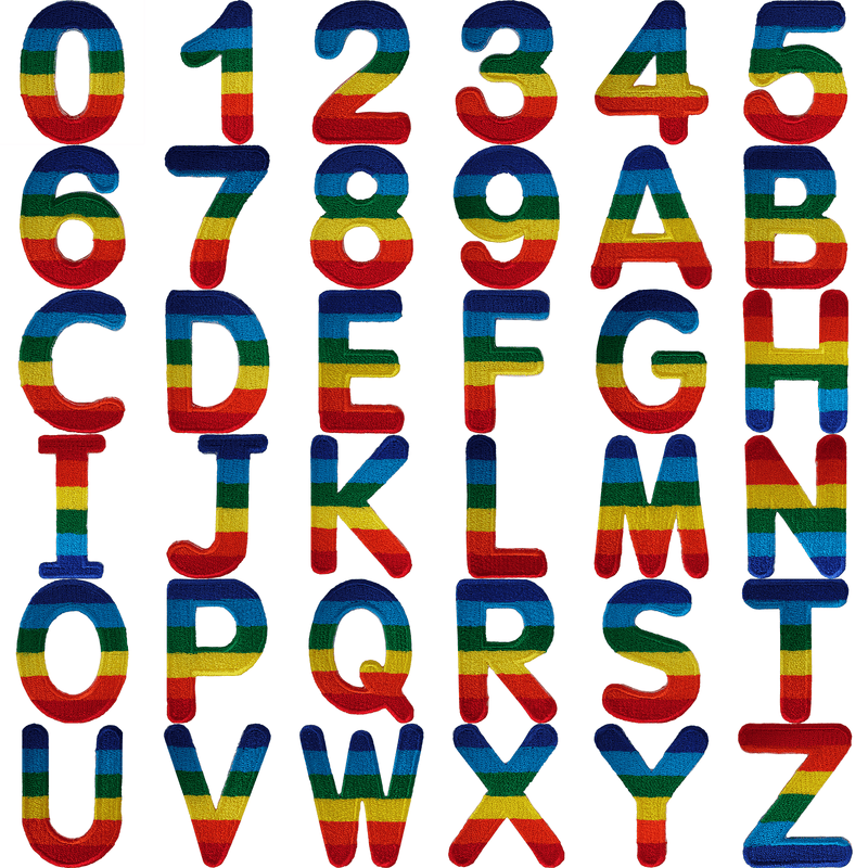 Rainbow Letter Number Iron Sew On Patches Badges Name A-Z Letters Numb